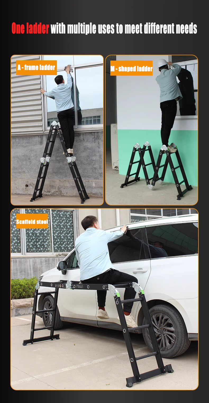Ladder Foldable Carbon alloy 12FT/16FT/20FT Heavy Duty Multifunctional ...