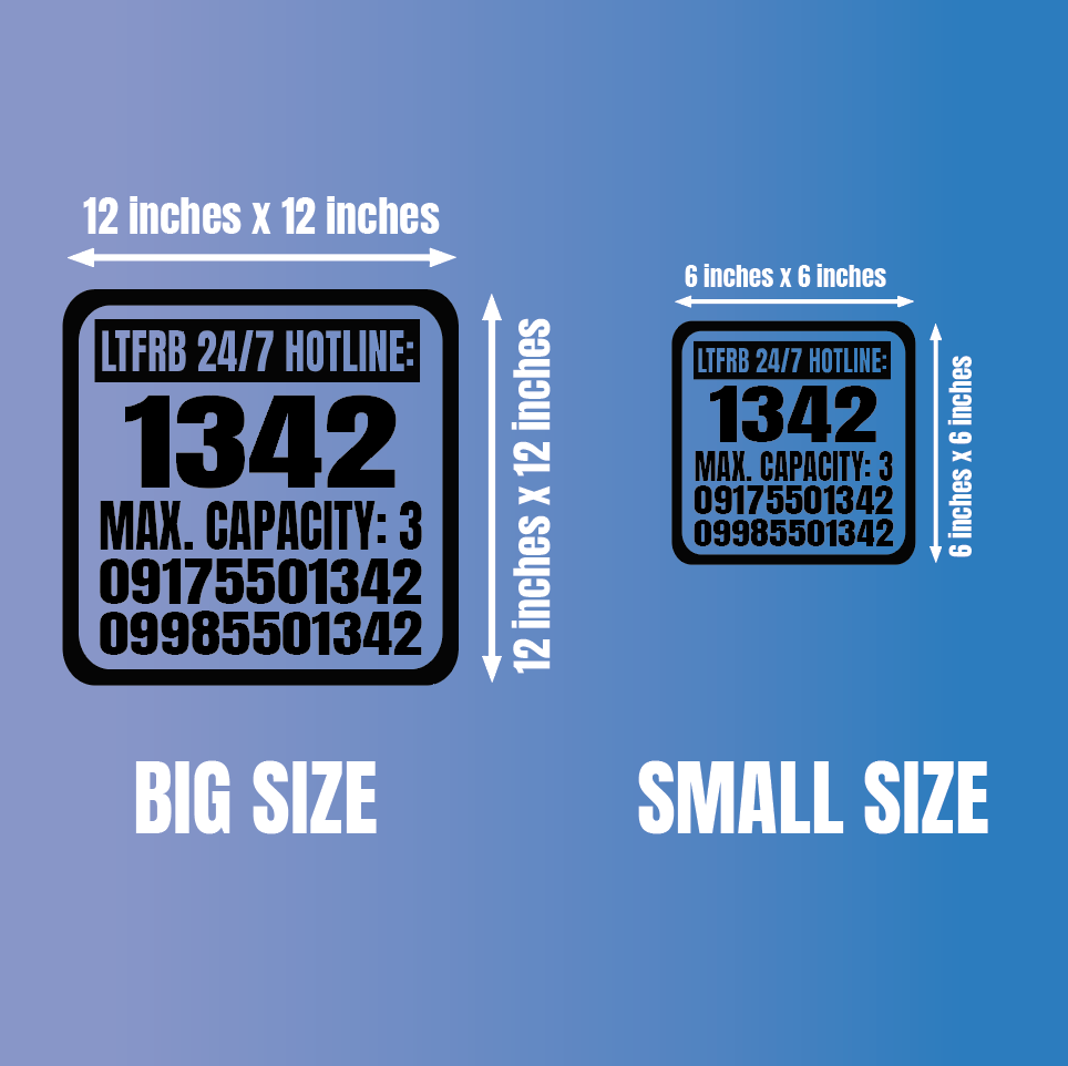 LTFRB HOTLINE STICKER Quality and Fast Shipping BIG SIZE FOR TRUCK L300 ...