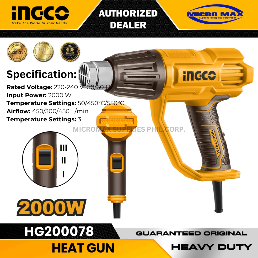 INGCO (HG200078) Heat Gun 2000W | Shopee Philippines