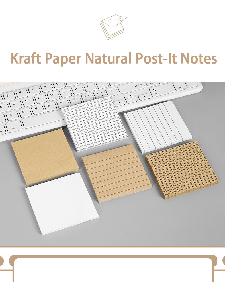 Office kraft paper sticky notes strong tear traceless student portable ...