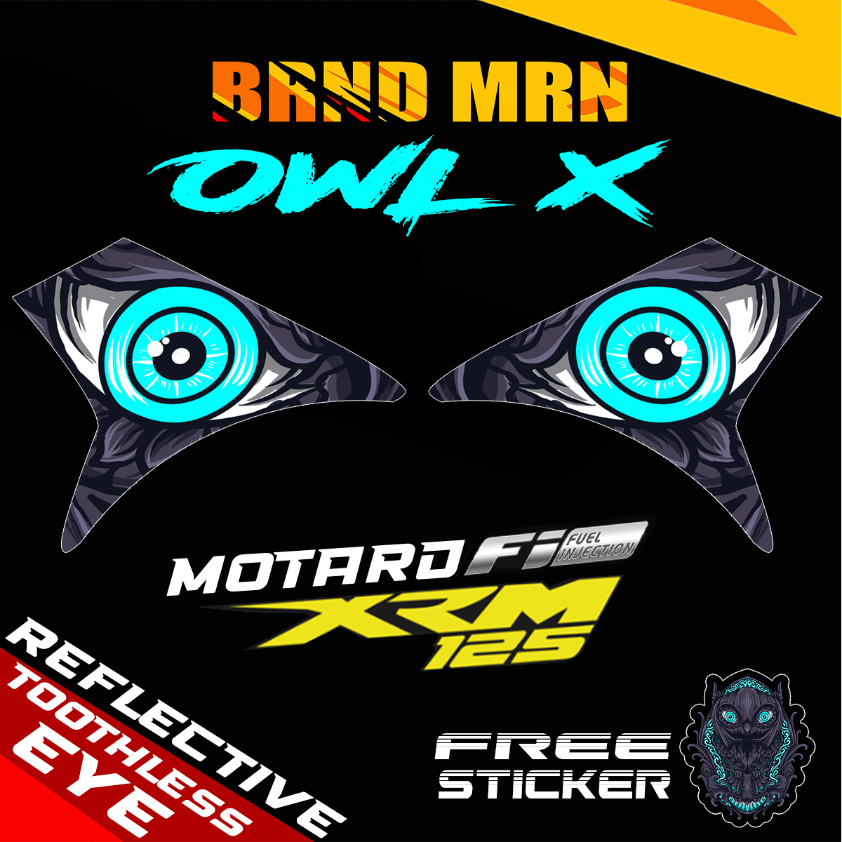 HONDA XRM MOTARD 125 FI HEADLIGHT EYE DECAL REFLECTIVE STICKER TINT ...