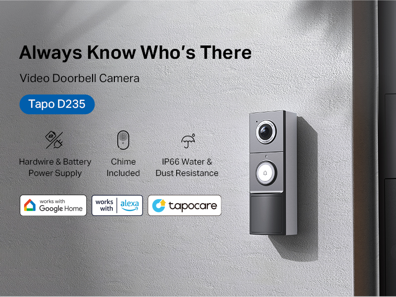 TP-Link | Tapo | D235 | 2K | 5MP | 180° | Ultra-Wide View | Full-Color ...