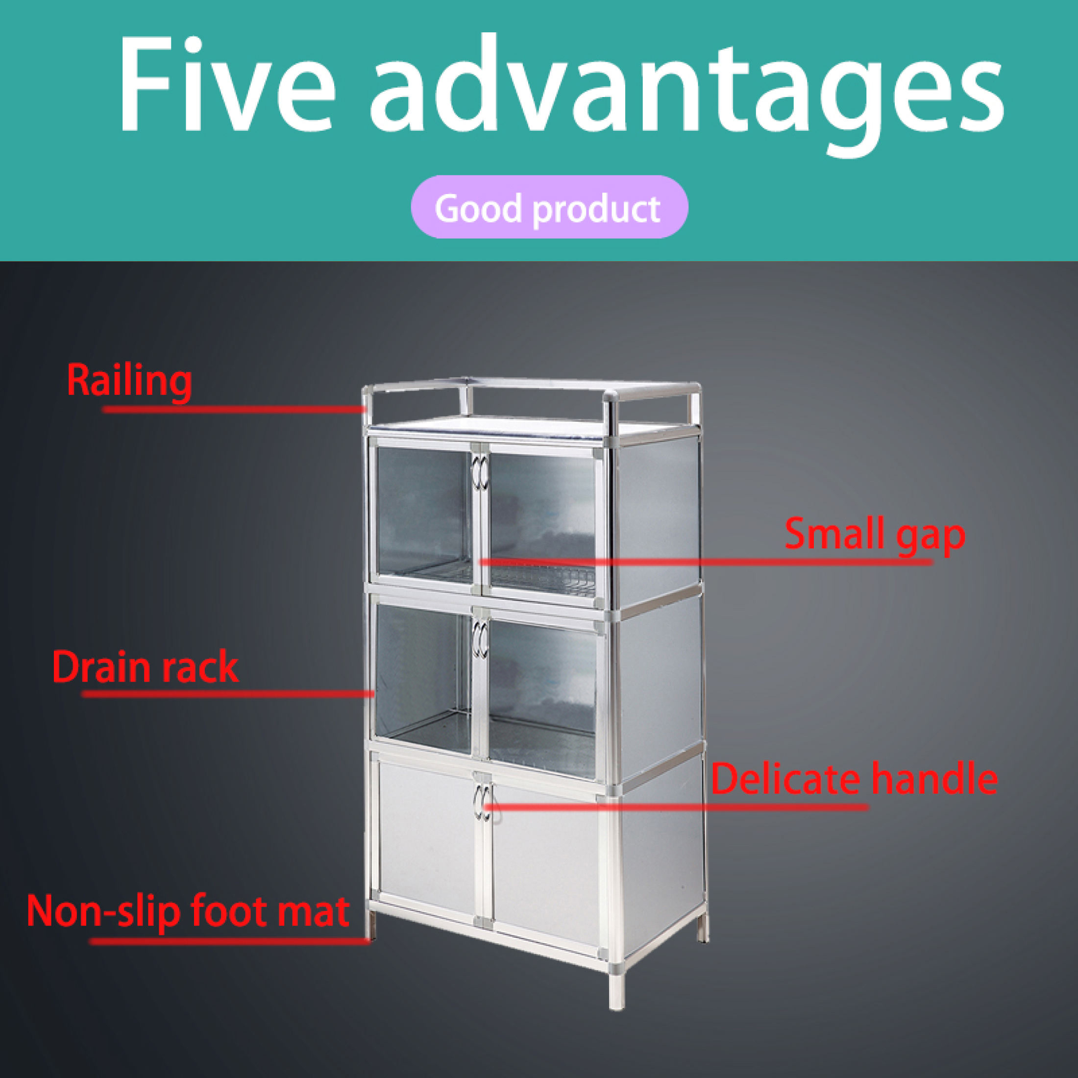 Dining cabinet aluminum alloy kitchen storage cabinet balcony storage ...
