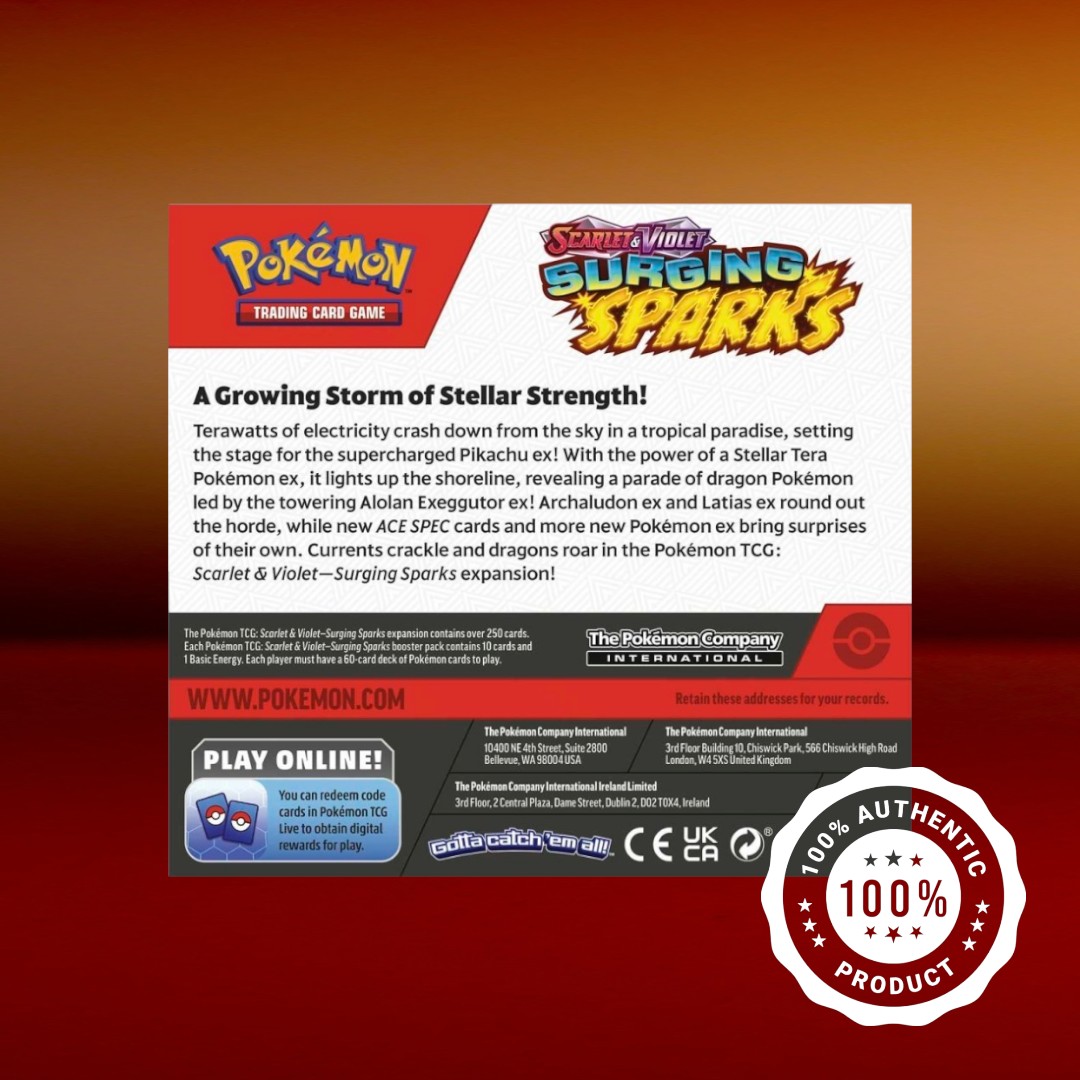 Pokemon Surging Sparks Booster Pack Only SSPEN Pokemon Cards TCG ...