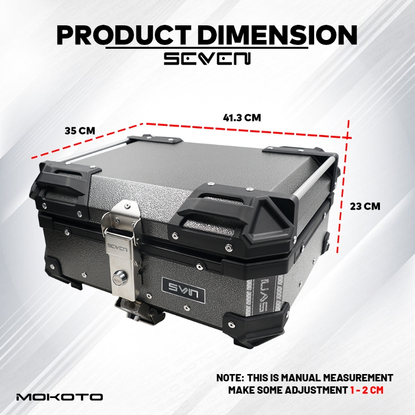 MOKOTO SEVEN SERIES 25L ALLOY TOP BOX ANTI SCRATCH SVN-11607 DUAL LOCK ...