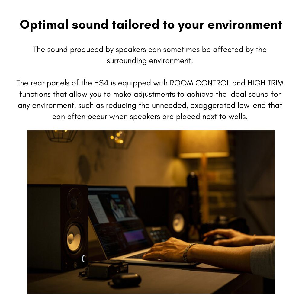 Yamaha HS4 4.5" (PAIR) 26W Active 2-Way Bass Reflex Active Studio ...
