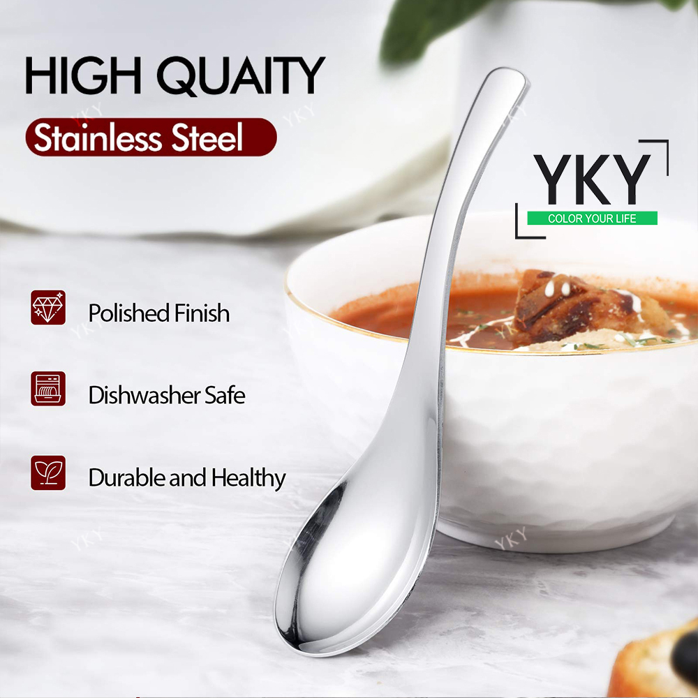 Thick Soup Spoons Stainless Steel Soup Spoons Table Spoons Mirror ...