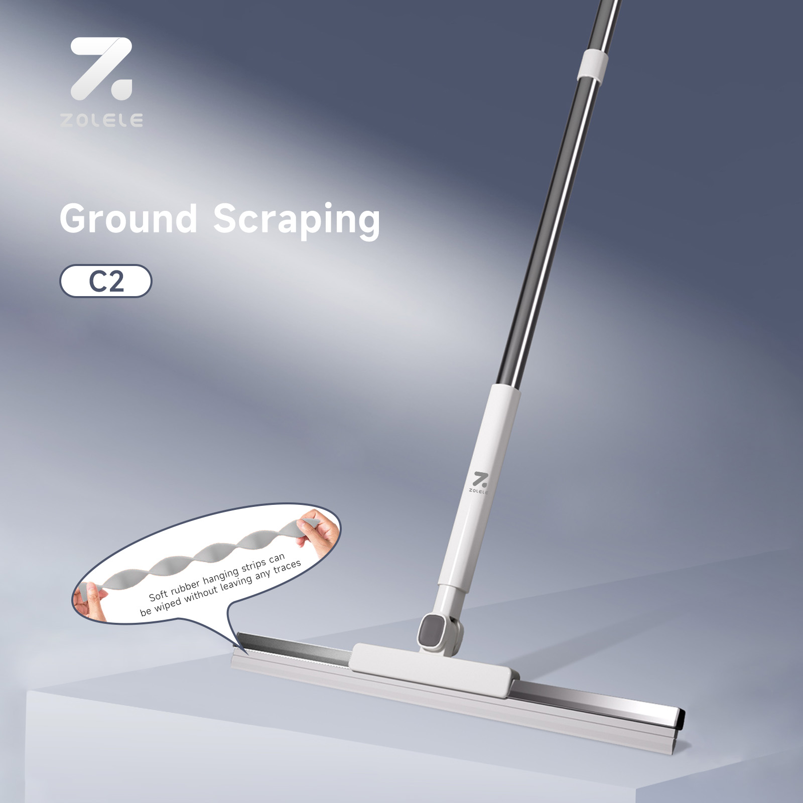 ZOLELE C2 50CM Rubber Blade Floor Tile Wiper 180° Rotating Magic Mop ...