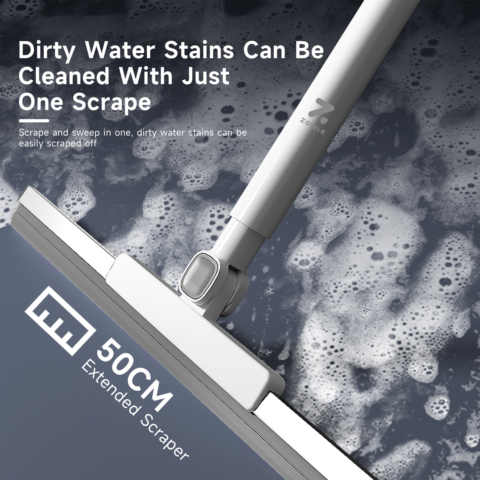 ZOLELE C2 50CM Rubber Blade Floor Tile Wiper 180° Rotating Magic Mop ...