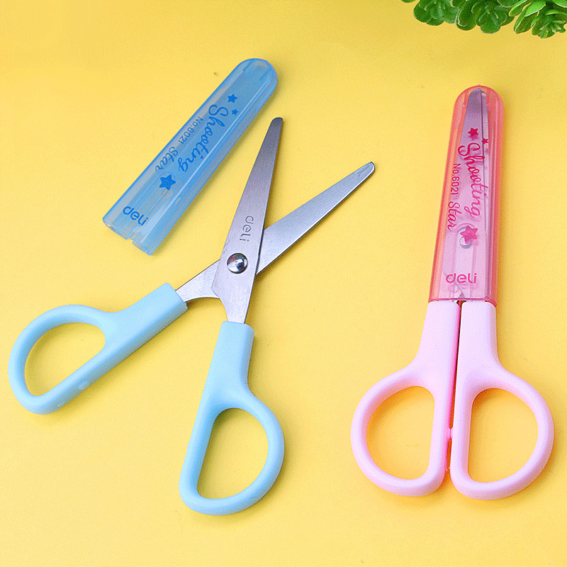 Deli Student Safety Scissors Round Head Design Cute Cartoon Mini ...