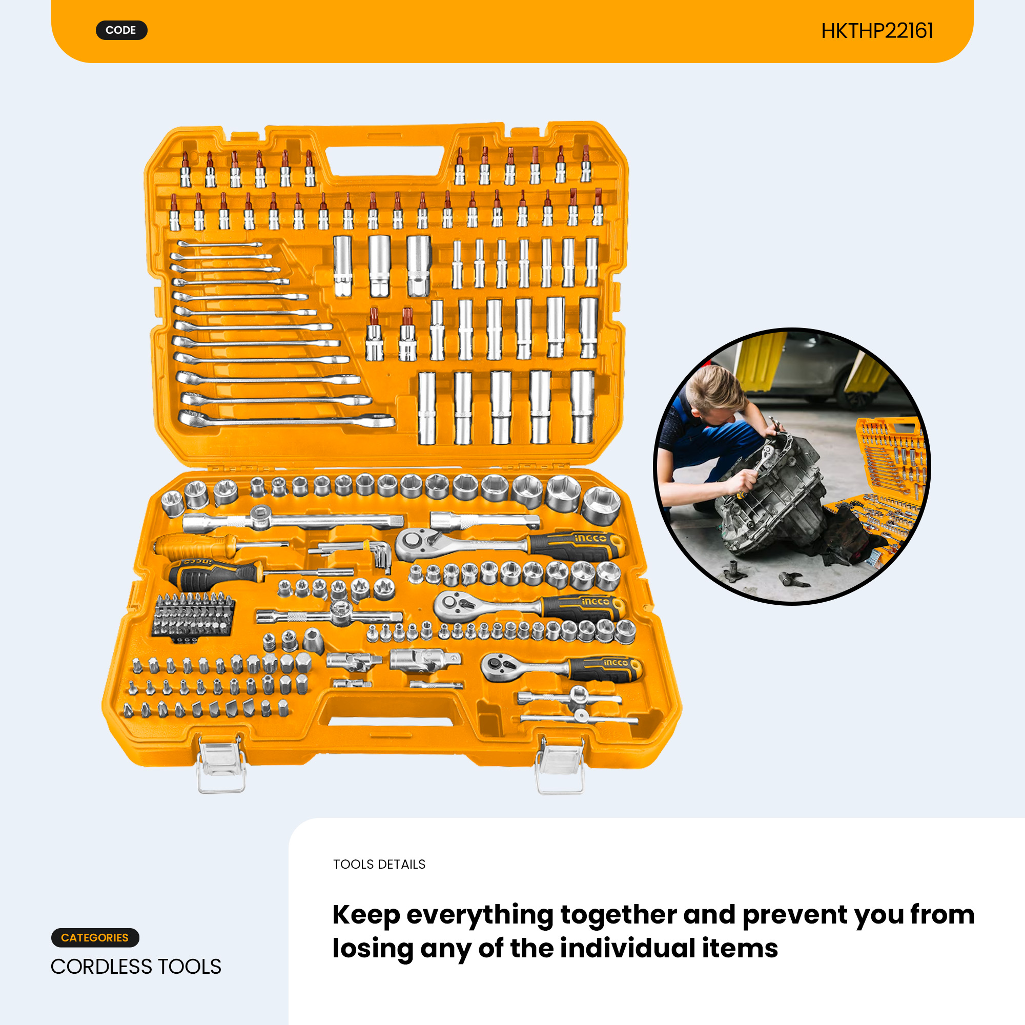 Ingco 216pcs Combination Tool Set for Automotive Car Repairs Hand Tool ...