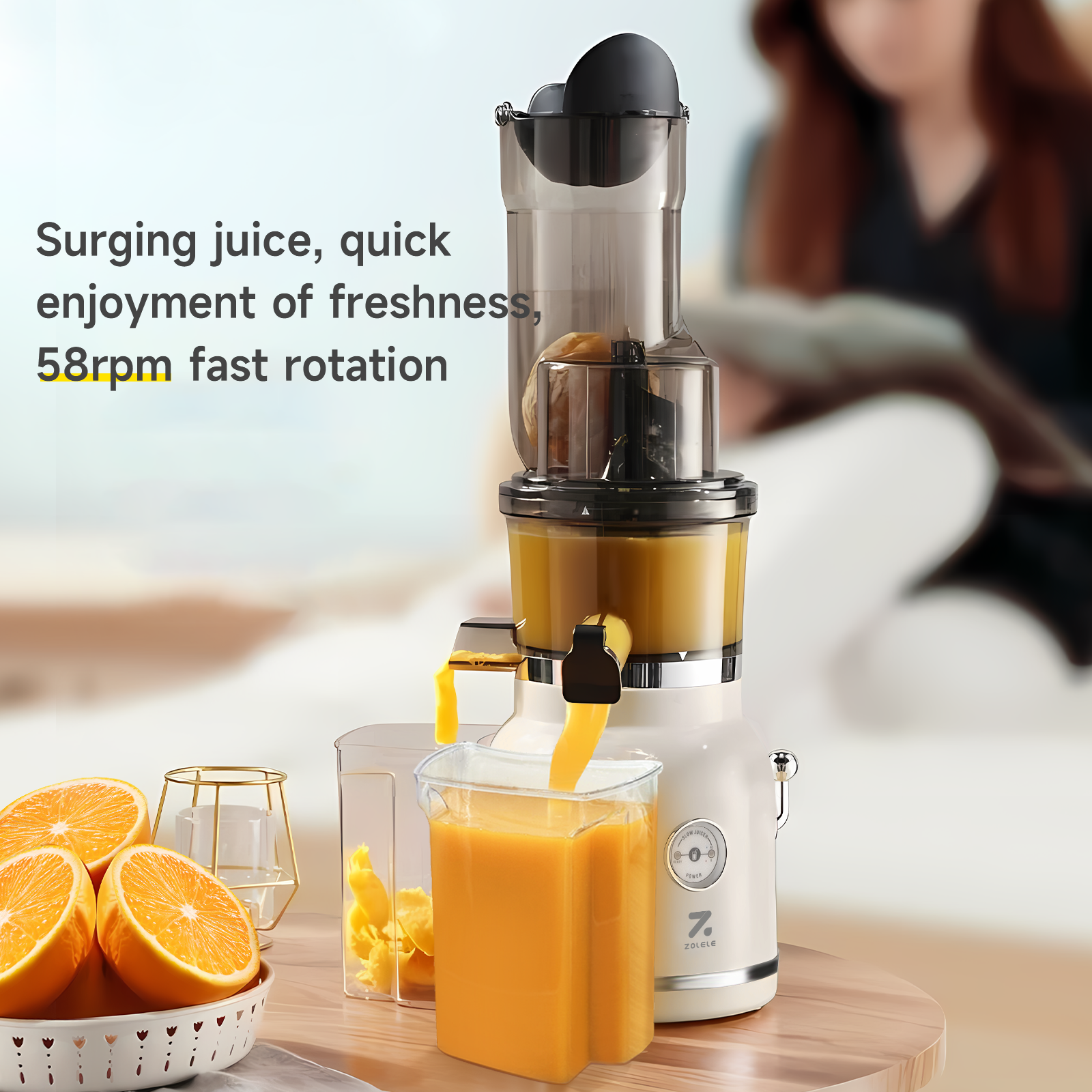 ZOLELE JM101 Electric Juicer 150W Automatic Juice Separation Fruit And Vegetable Large Caliber ...