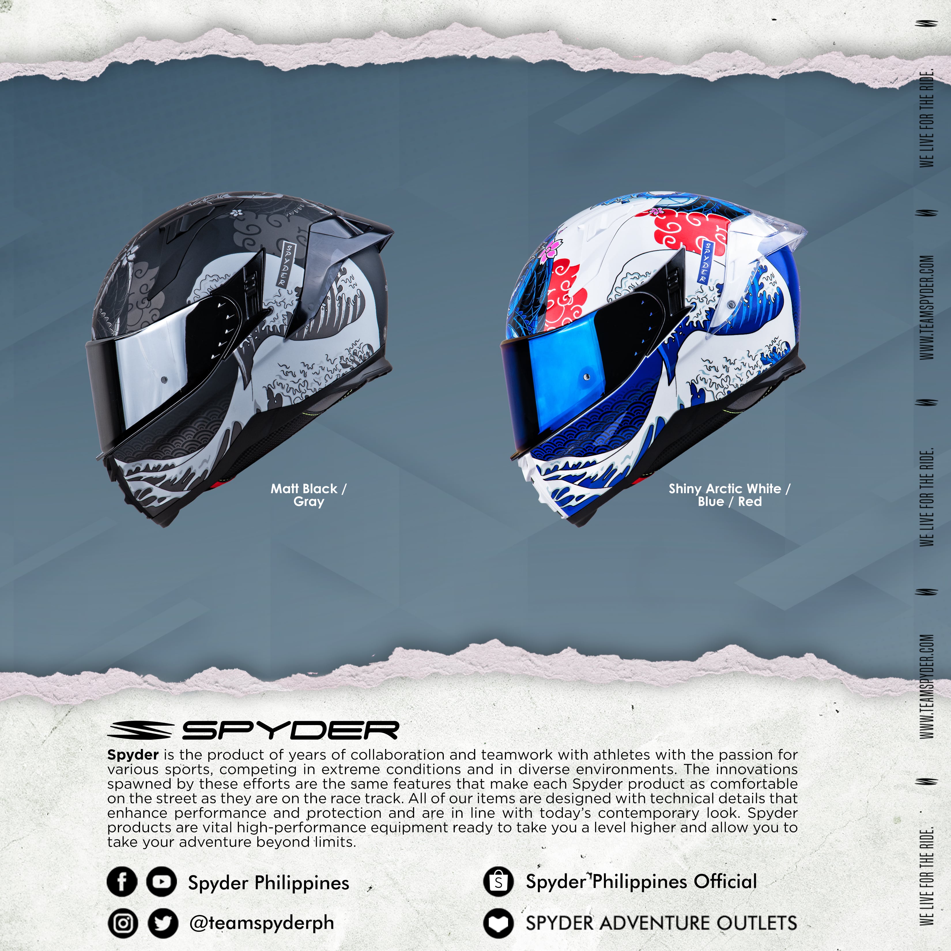 Spyder FURY GD AKIRA SA - Dual Visor Full Face Motorcycle Helmet (FREE ...