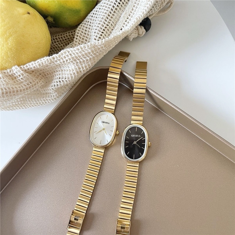 Relo Fashion Luxury Women Quartz Watch Stainless Steel Oval Small Dial ...