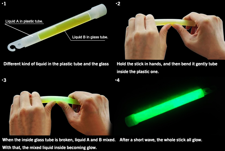 Multifunctional 6-Inch lights Glow Sticks Long-Lasting Glow for Outdoor ...