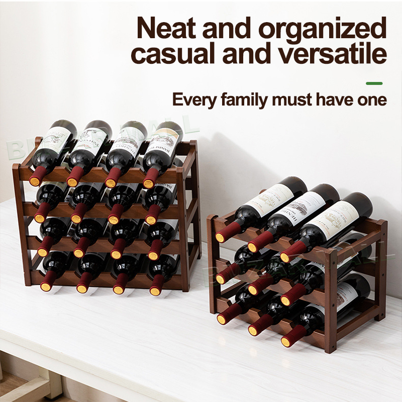 【On Hand】Bamboo Red Wine Rack Organizer Wood 6/9/16 Bottles Small ...