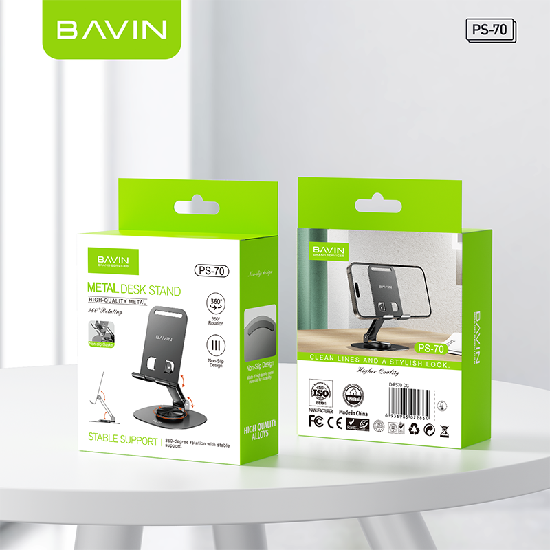 BAVIN PS70 Steel Phone Holder 360 Rotation Metal Phone Stand Bracket Holder for Cellphone ...