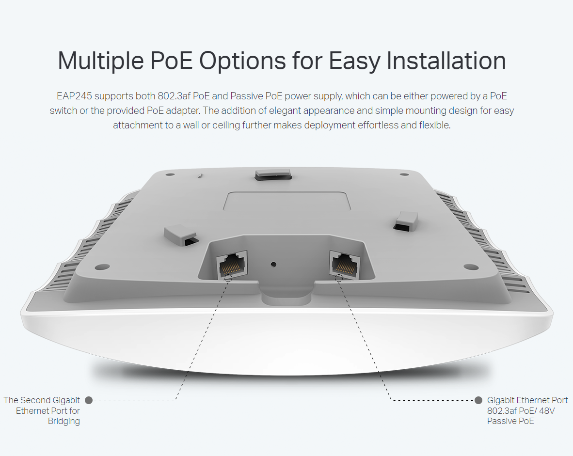 TP-Link Omada EAP245 AC1750 Wireless 2.4Ghz / 5Ghz Dual Band Gigabit ...