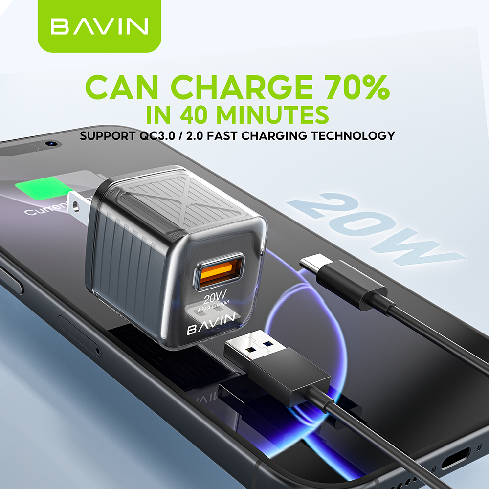 BAVIN PC967 PD 20W Mini Fast Charger Adapter w/ Intelligent Micro Chip ...