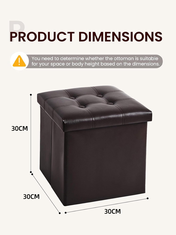 Folding Sofa Storage Box Stool Foldable Storage Chair Leather PU ...