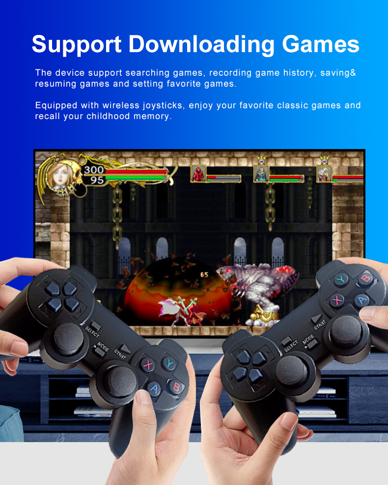 Popcorn M8 20000+ GamesGaming Stick Wireless Video Game Console Retro TV Games with Gamepad ...