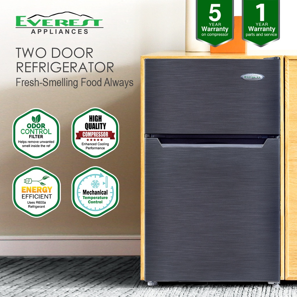 EVEREST 3.1 cu.ft Two Door Refrigerator/Energy Efficient/ Odor Control ...