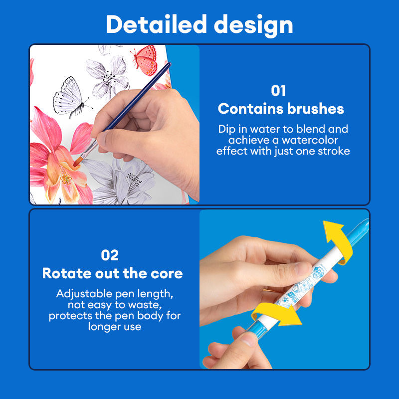 Deli 12/24 Colors Wang Wang Team Seal Water-soluble Rotary Crayon Color ...