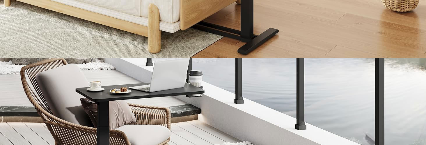 FlexiSpot H7 Height Adjustable Side Table Overbed Desk with Cup Holder ...
