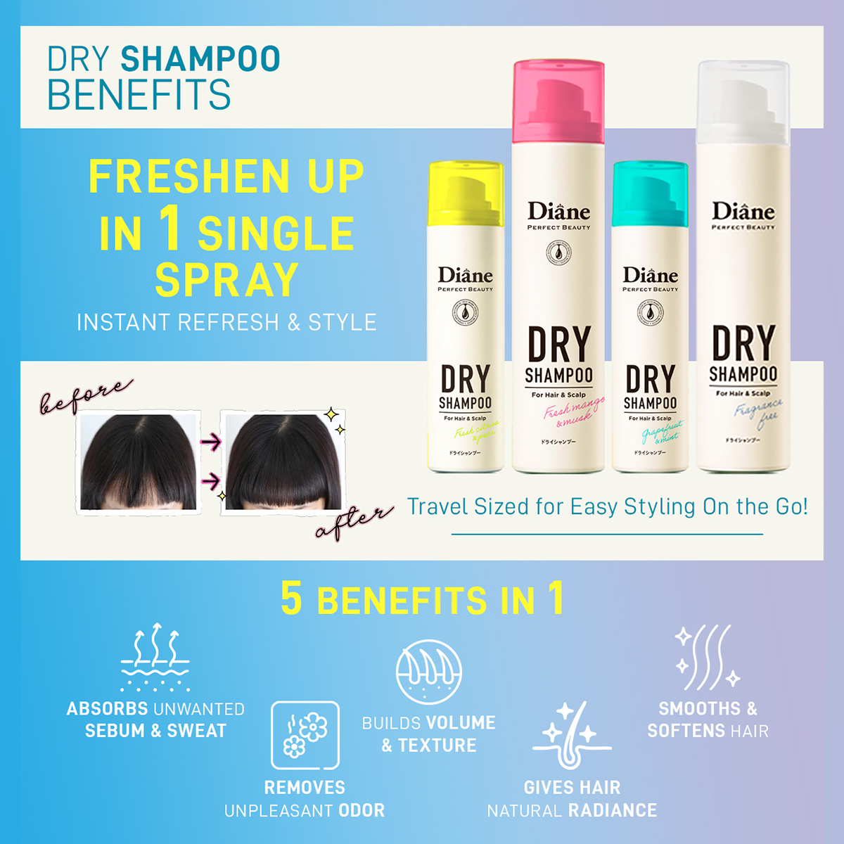 Moist Diane Dry Shampoo - Fresh Mango & Musk | Shopee Philippines
