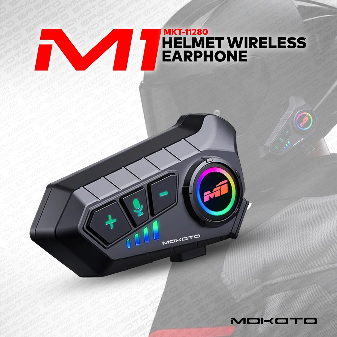 MOKOTO M1 HELMET BLUETOOTH WIRELESS EARPHONE V5.3 SOFT MIC MKT-11280 ...
