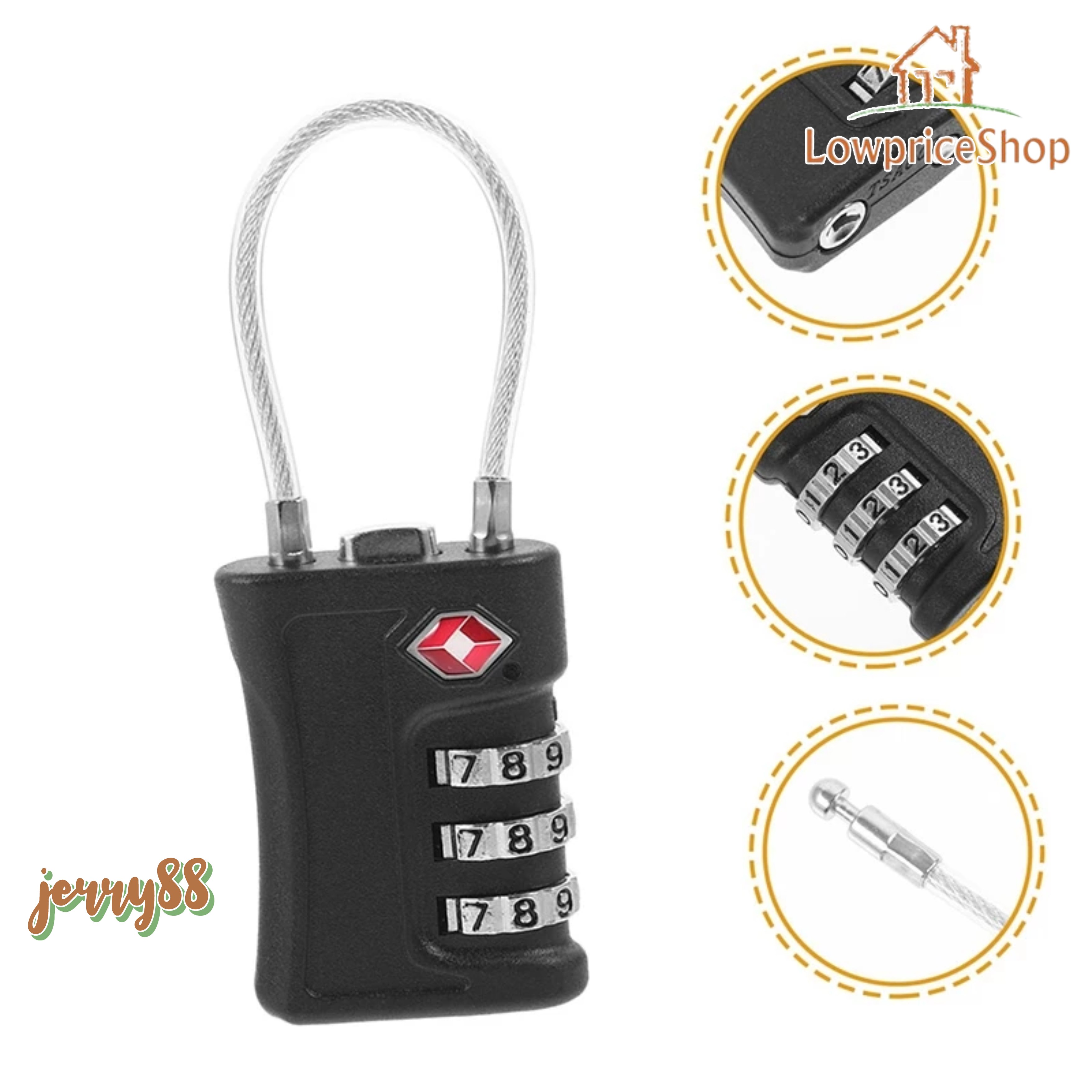 JERRY88 3 Digit Combination Padlock TSA Customs Password Lock Anti ...