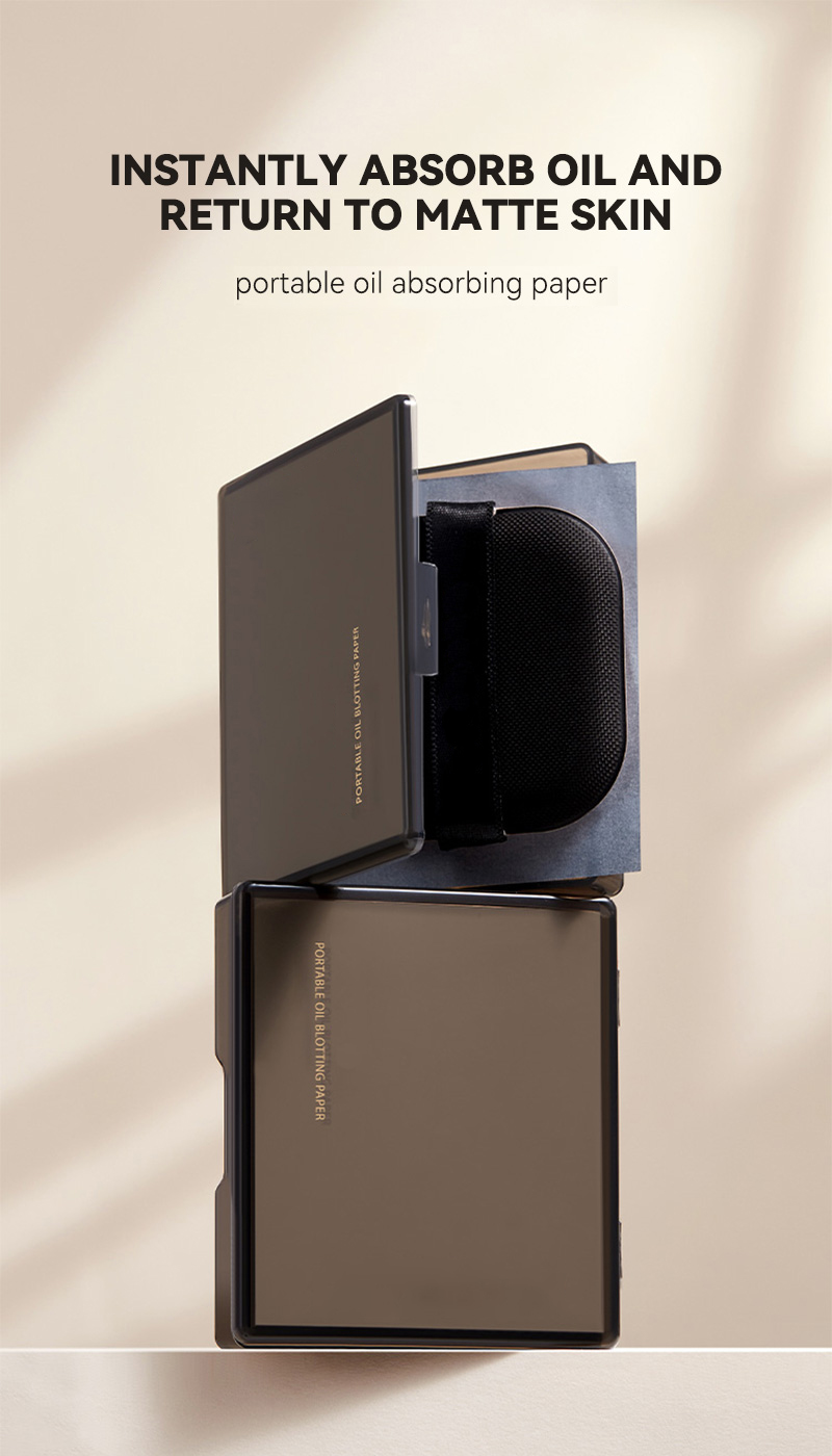 100 Sheets Portable Oil Absorbent Paper with Powder Puff Mirror And ...