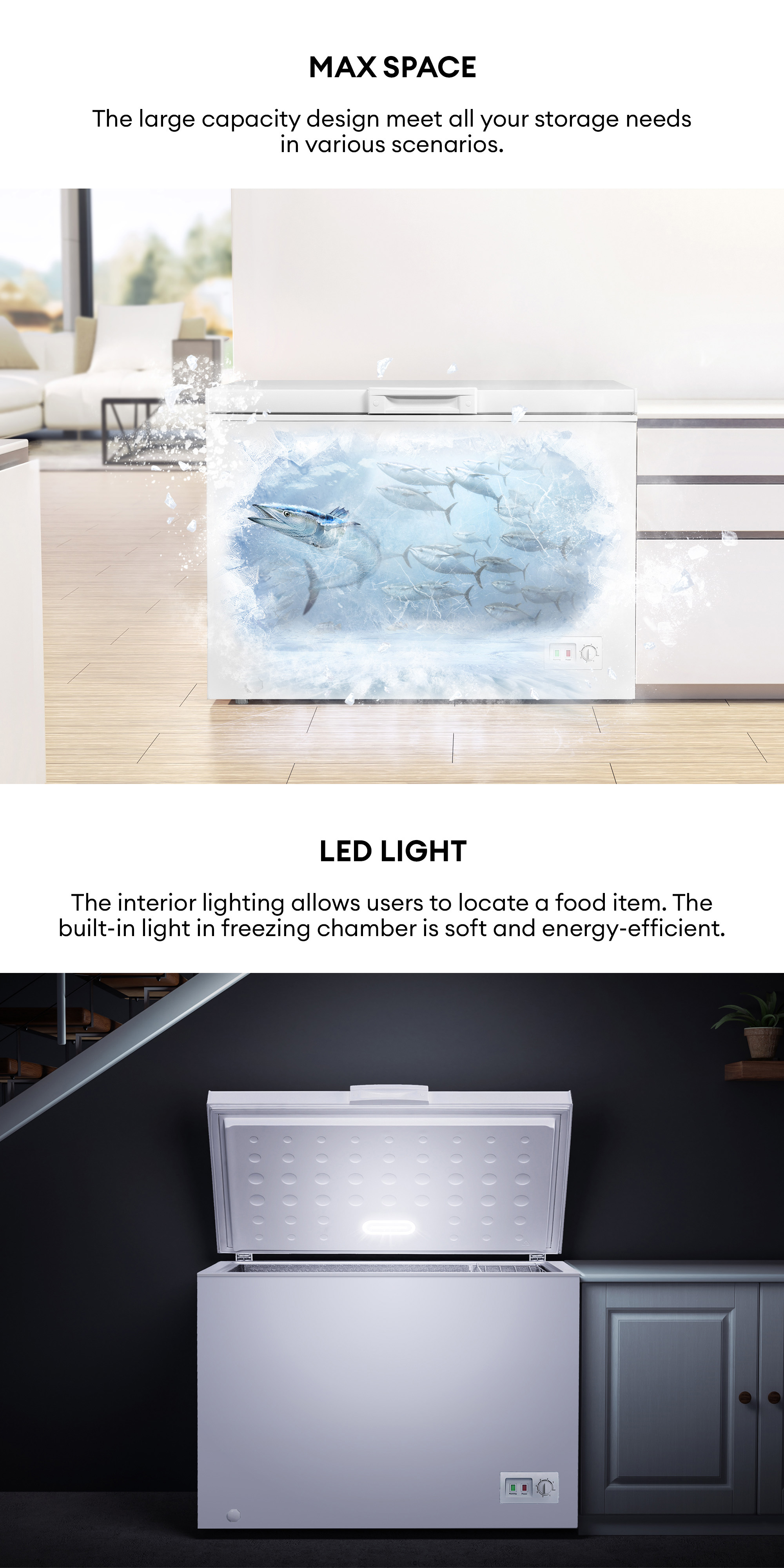 TCL 11 cu.ft. Inverter Chest Freezer - TCF-305PUPH REF (Defrost , LED ...