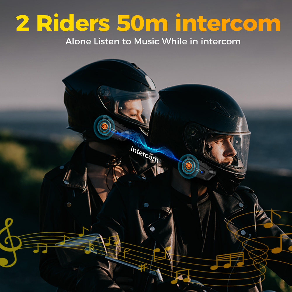 GEARELEC C2 Motorcycle Helmet Intercom Headset For 2 Riders For Talk ...