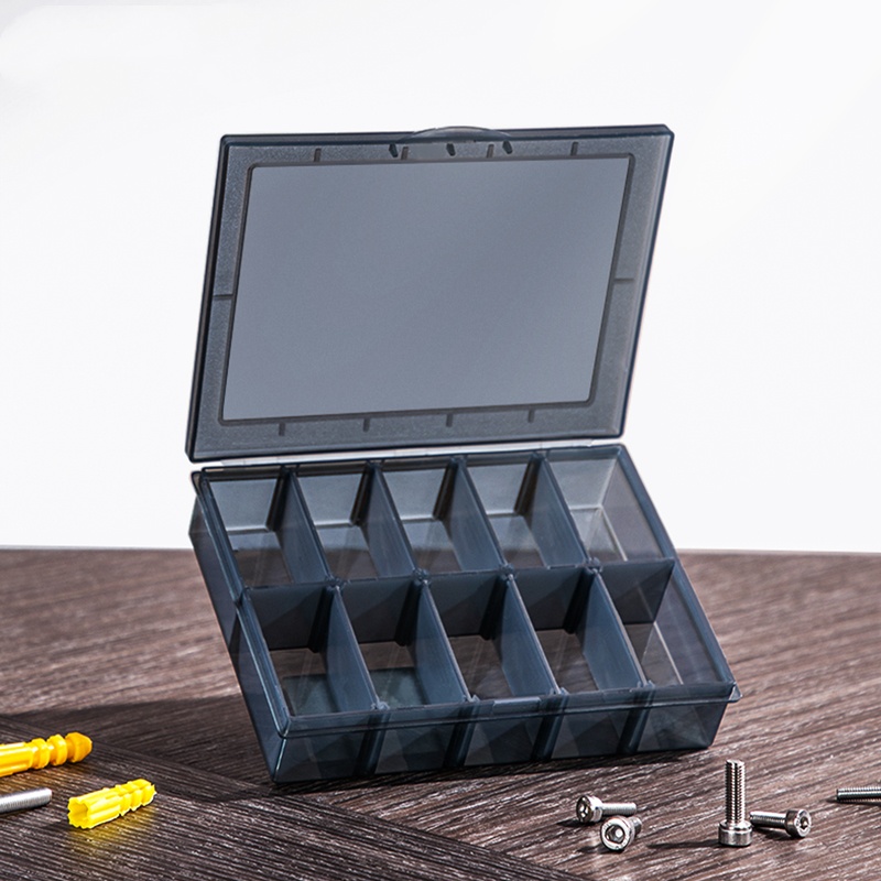 Deli Tools Black 10 Grids Parts Boxes Detachable Grid Storage Box ...