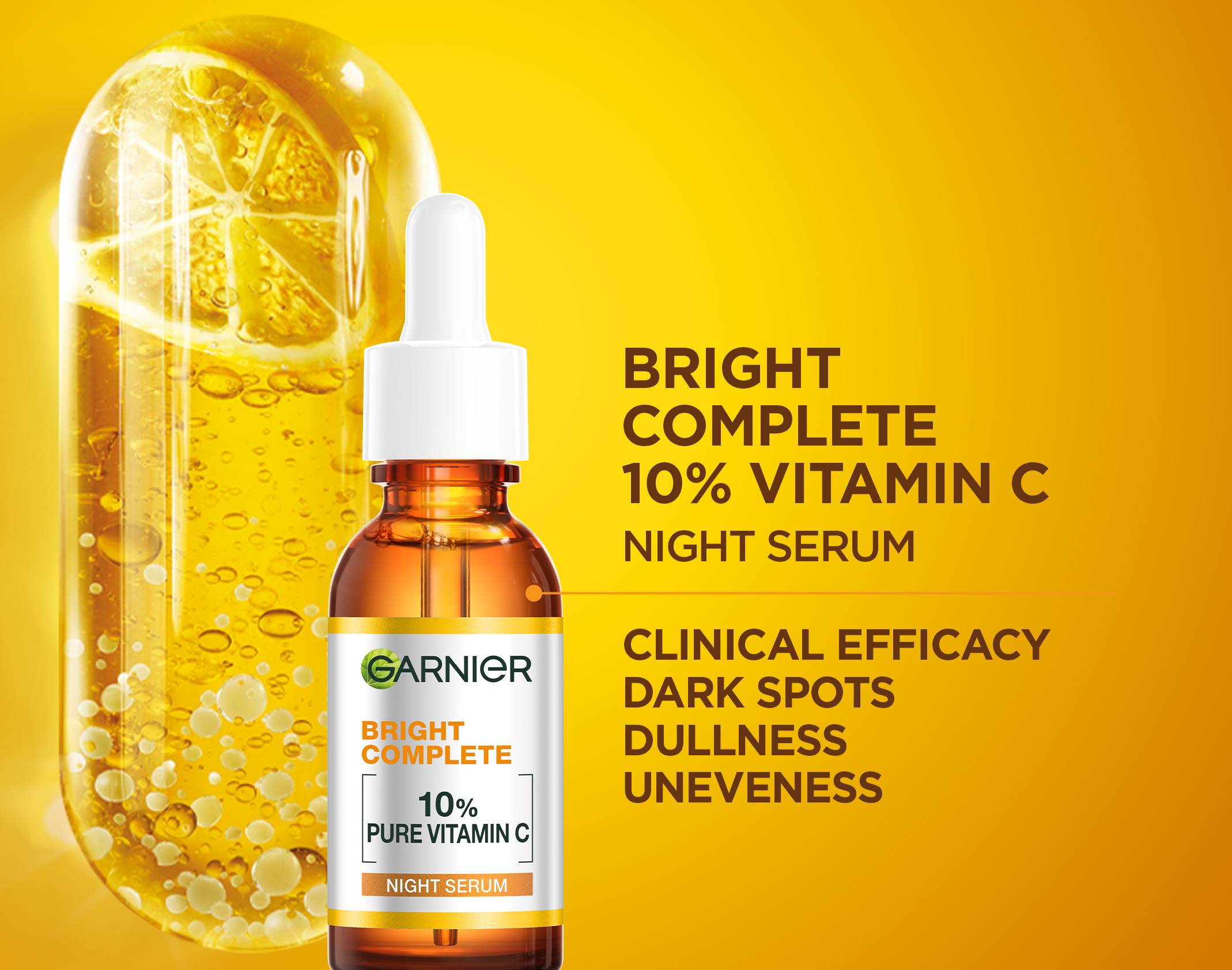 NEW Garnier 10% Pure Vitamin C Overnight Serum (30ml) - for Brightening ...