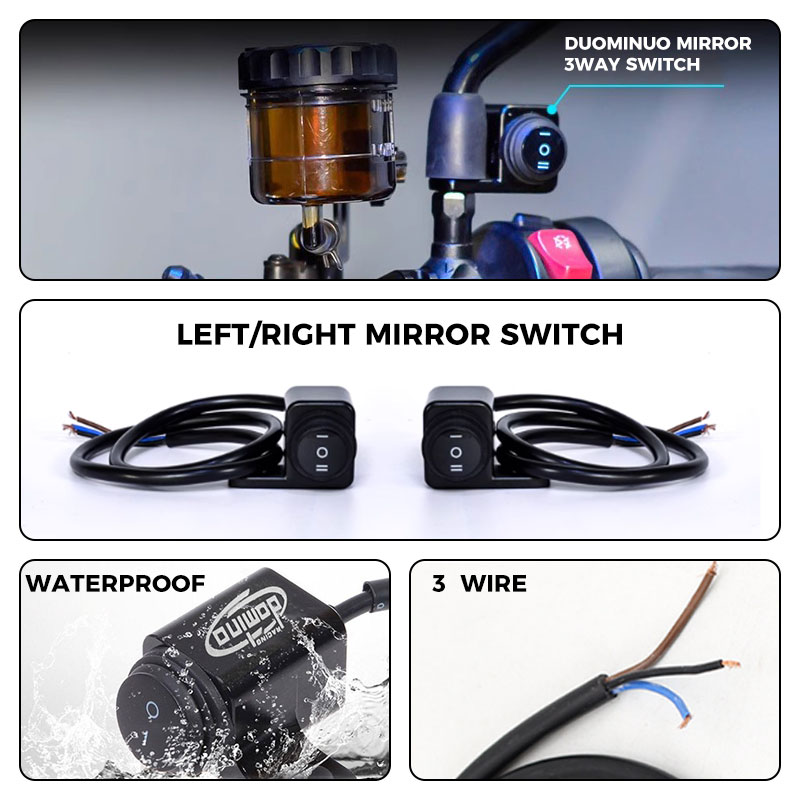 Domino 3-Way Switch Mini Driving Light Side Mirror Mount left Right Fog ...