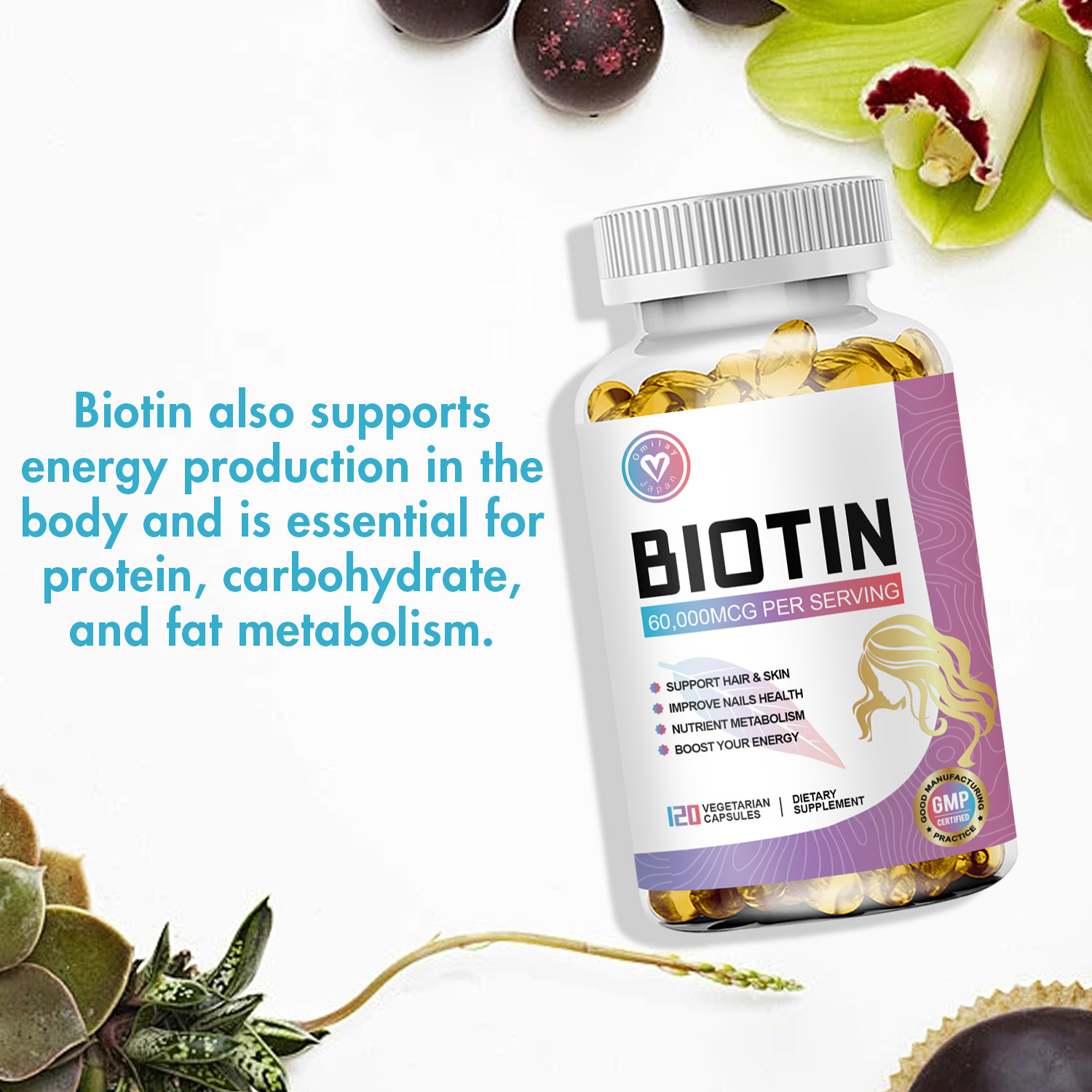 SOFTHER Biotin Supplement Capsules Promotes Healthy Hair Biotin ...