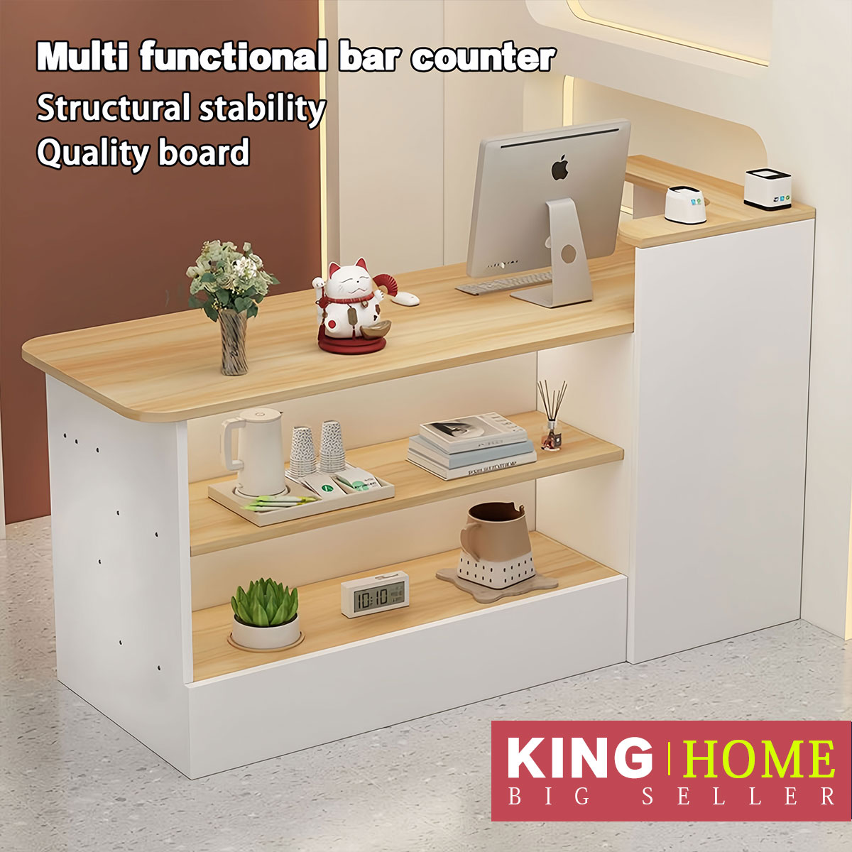 Modern cash register, convenience store front desk, reception desk ...