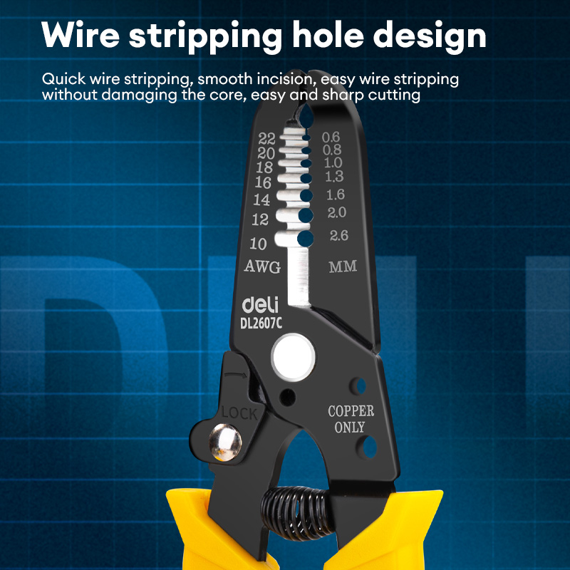 Deli Tools Quick Wire Stripper Pliers 0.6-2.6mm Wire Stripper Cutter ...