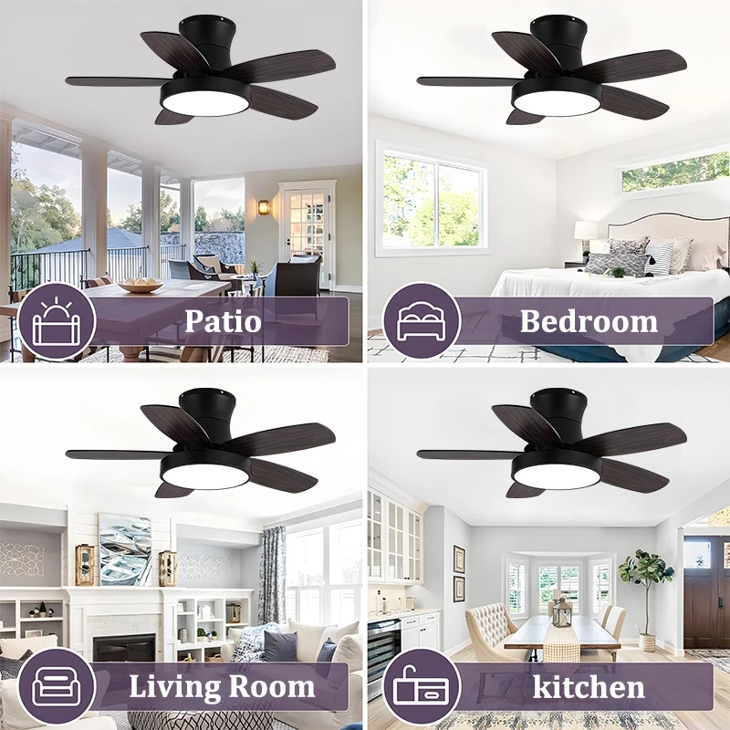 CHNT Ceiling Fan With Light Home Living Room Dining Room Dormitory Big ...