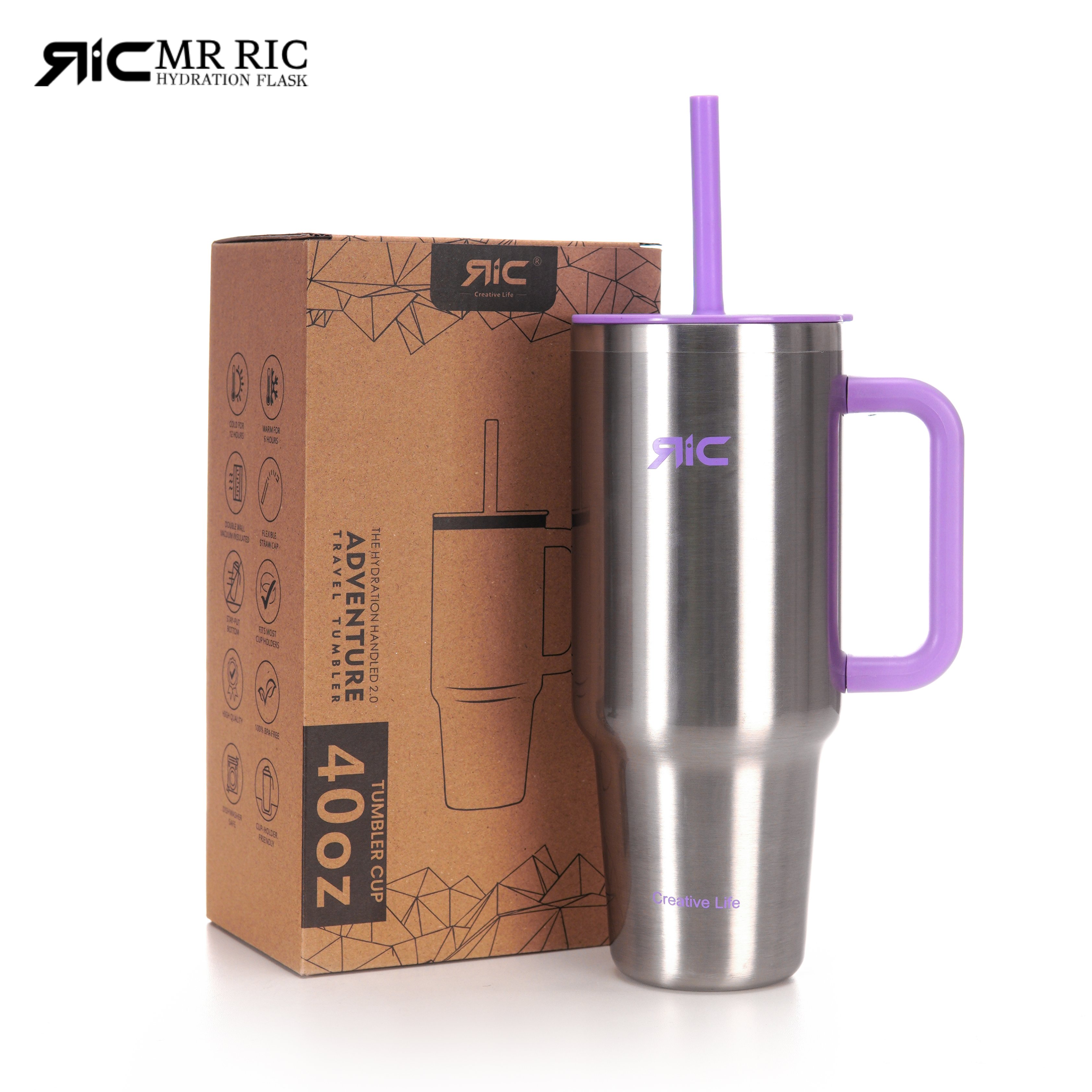 Mr Ric 40z Adventure Travel Tumbler with Silicone Straw Double Wall ...