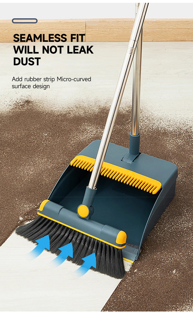 Vivid Foldable Broom Dustpan Set For Home Household Floor Cleaning Set Rotating Broom With ...