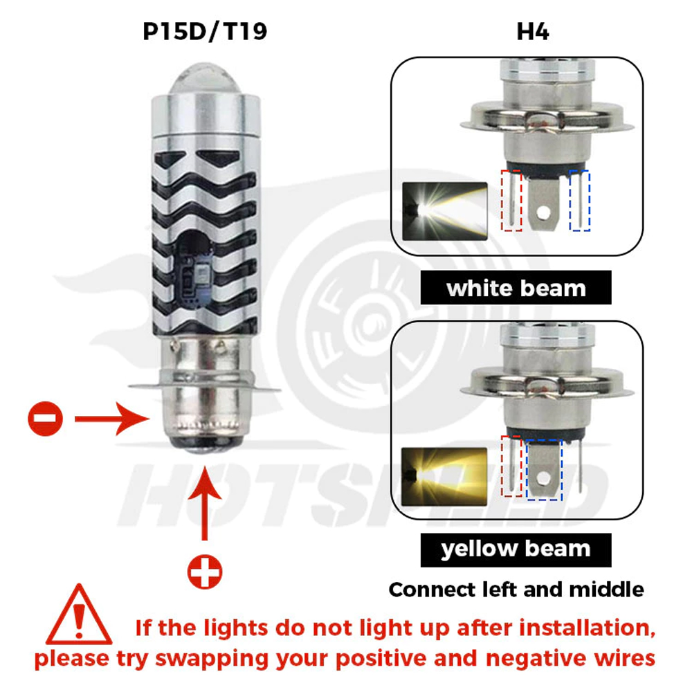 HOTSPEED MDL Killer Headlight Led Lights for Motorcycle Mini Driving Light T19 P15D H4With ...