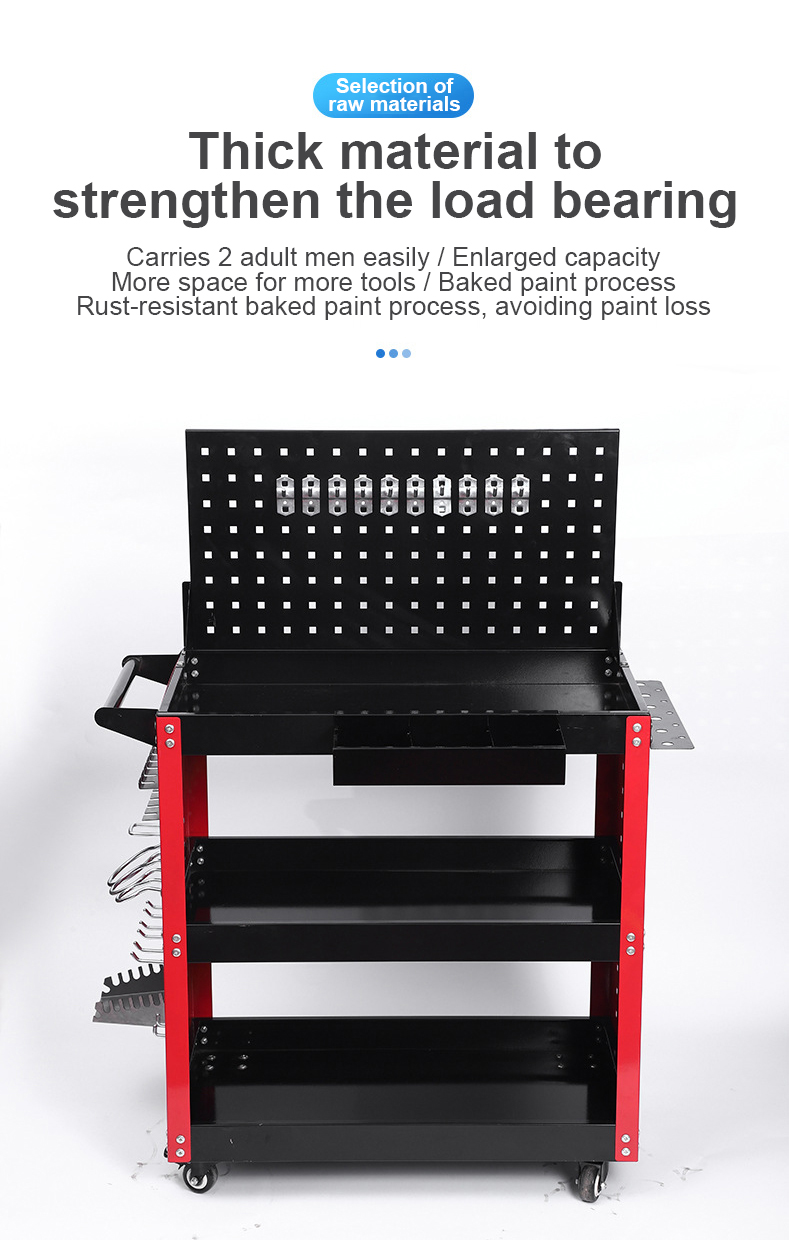 3 Layer Trolley Hand Push Tool Cart Heavy Machinery Workshop ...