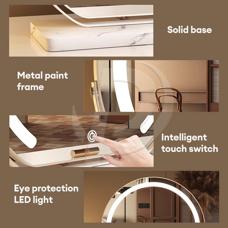 Stylish LED Makeup Mirror 3 Color Touch-up Light Rotatable Dressing Mirror with Non-Blinding ...