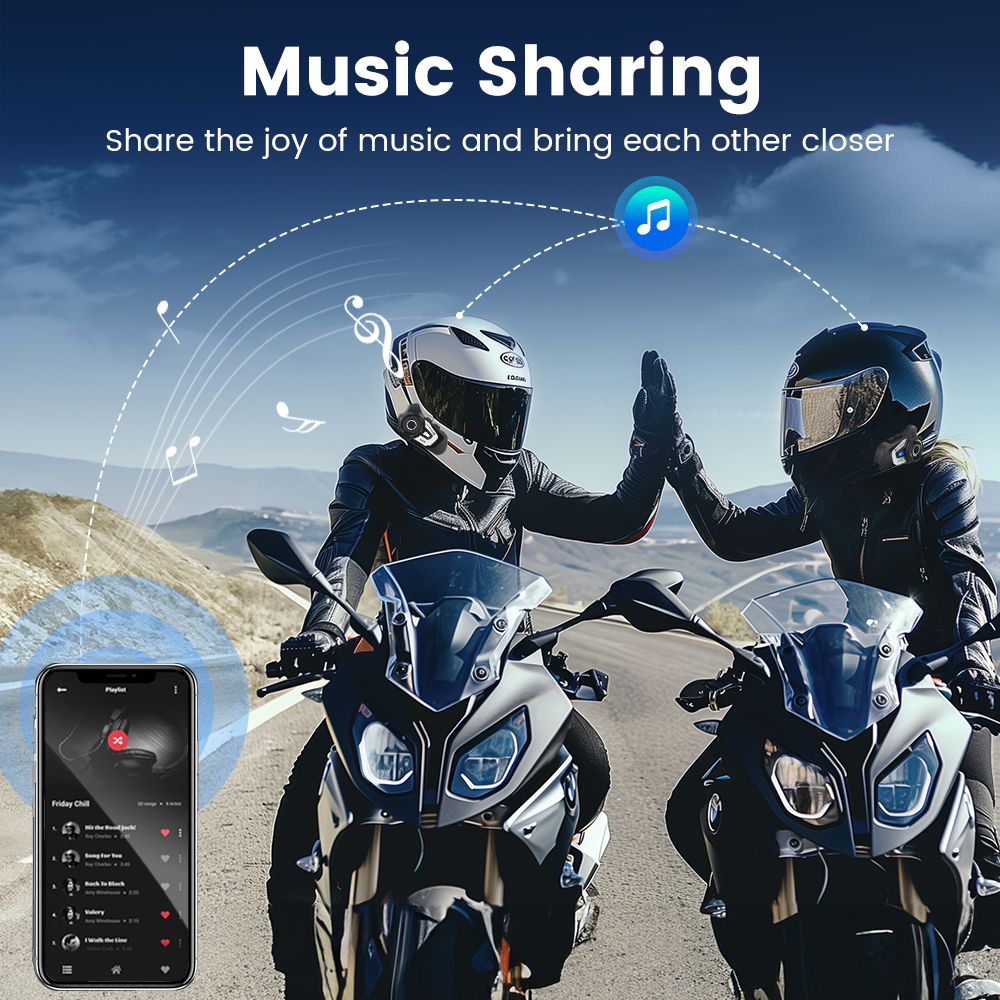 GEARELEC GX8 Motorcycle Intercom Helmet Headset Up to 8 Riders Group ...