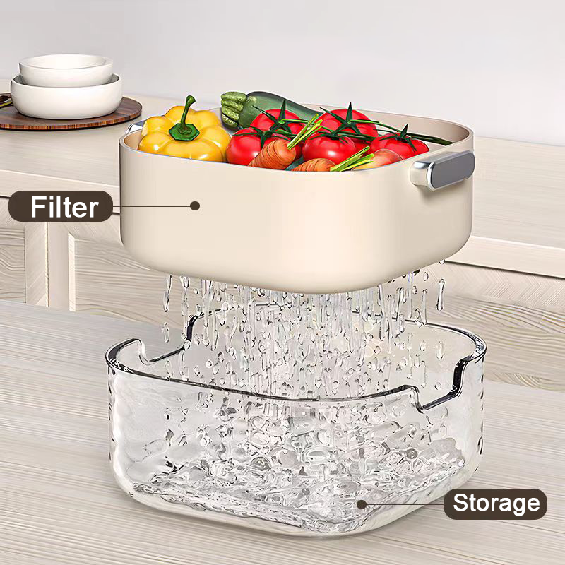 New 2-in-1 Drain Basket Strainer Basket Drain Box Vegetable Washing ...