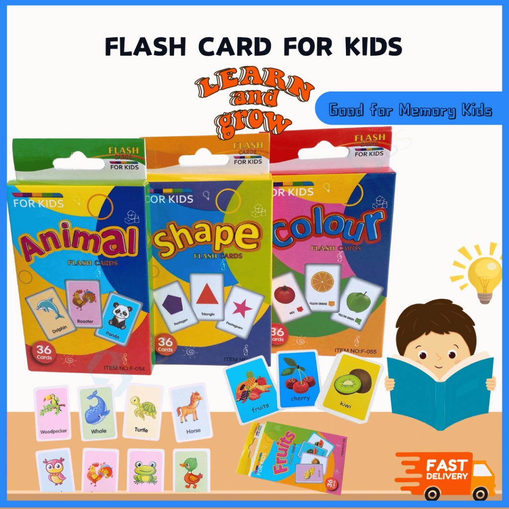 Kids Teaching Cards 36 Flash Cards Cognitive Aid Learning English Cards ...