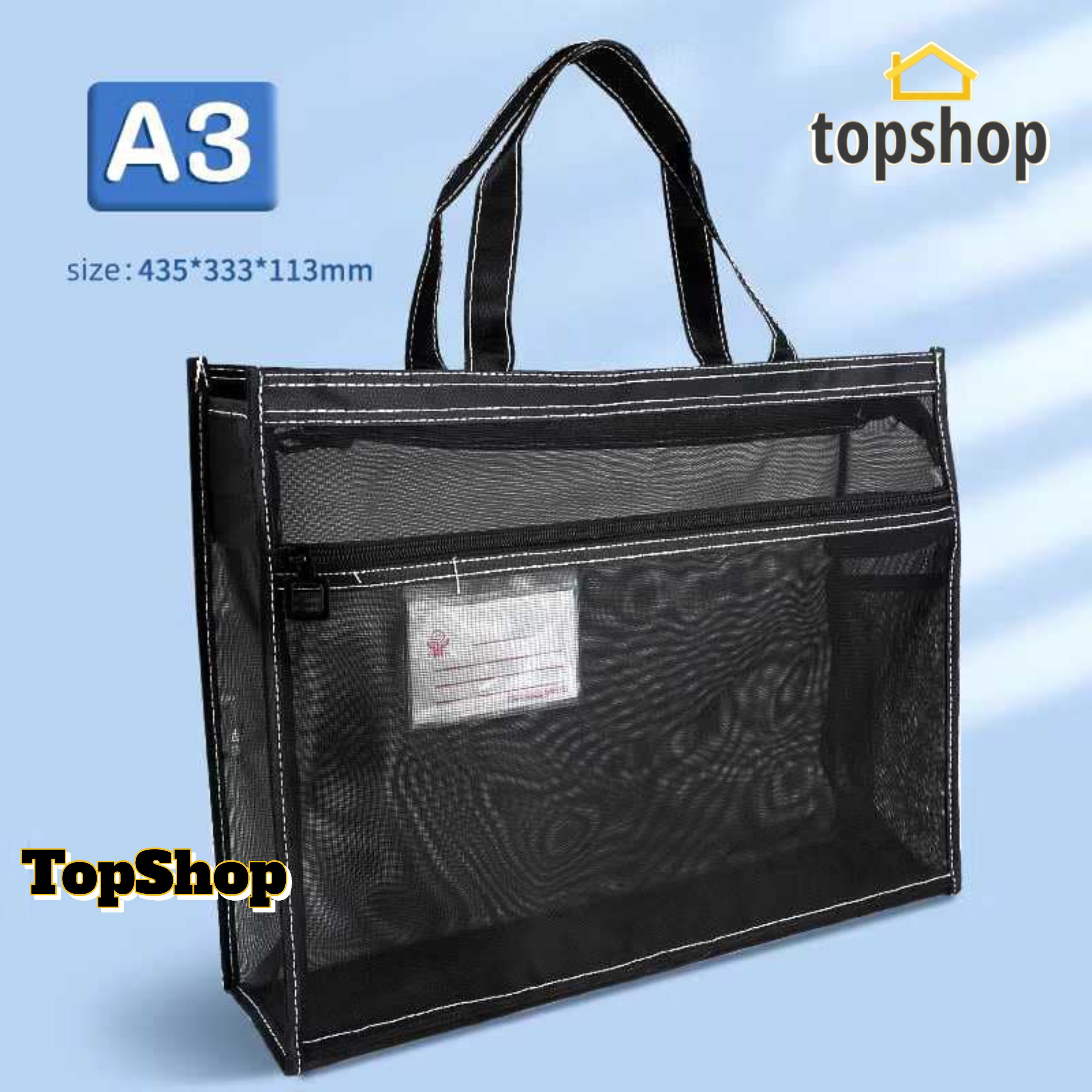 TOPSHOP 1pc A3 Size Art Bag File Document Zipper Expandable Net ...